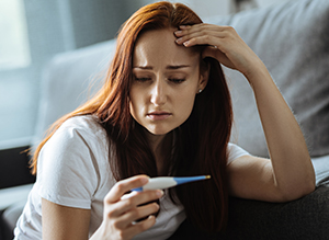 Woman not feeling well